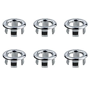 6 Pcs Electroplating Sink Overflow Ring Round Basin Cover Sink Basin Trim Vanity Sink Overflow Cap for Bathroom Kitchen Small Sink Insert (Silver)