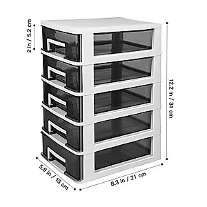 BESPORTBLE Plastic Storage Drawers: 5 Multi-layer Storage Rack Drawer Storage Organizer White Frame with Clear locker Drawers storage box