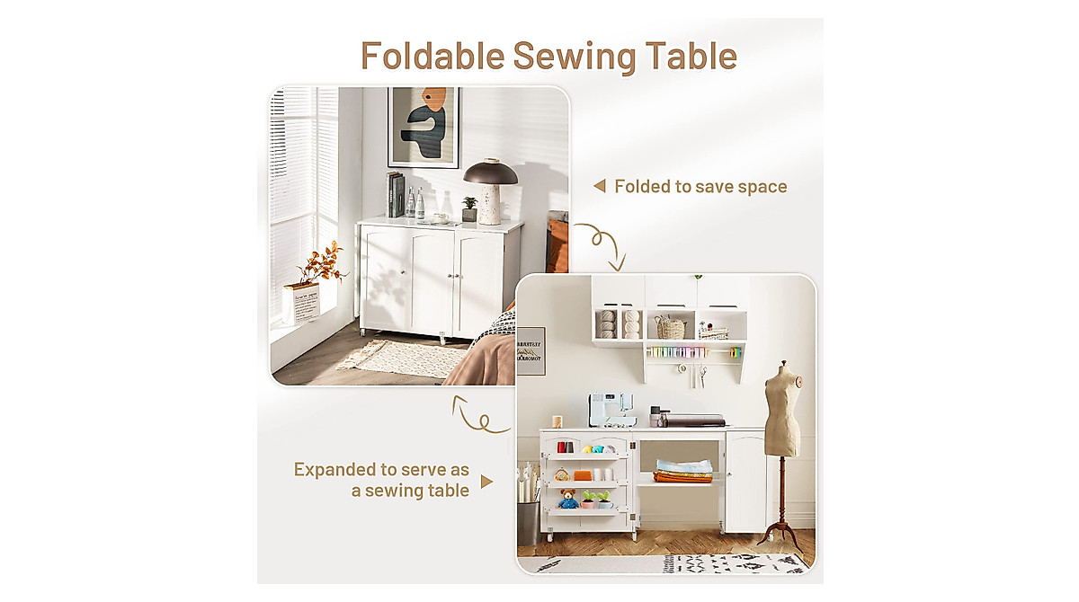 Giantex Folding Sewing Craft Table for Small Spaces