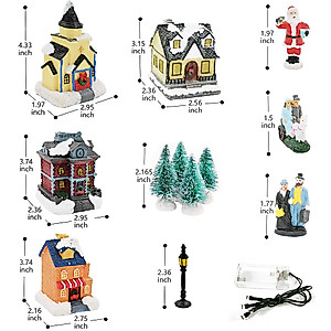 ZornRC Christmas Village Sets-Christmas Decorations,LED Lighted Christmas Village Houses with Figurines, Christmas Village Collection Indoor Room Decor - Collectible Buildings
