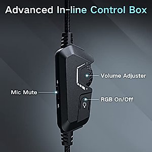 Jeecoo J75 USB Gaming Headset for PC - 7.1 Surround Sound, Retractable Clear Microphone, Ultra-Soft Memory Foam Ear Pads, Flowing RGB Lighting - Compatible with Laptops Desktop Computers