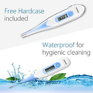 ADORIC Digital Waterproof Medical Thermometer with Fever Warning, Bright Blue
