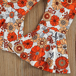 YOKJZJD Little Toddler Baby Girl Letter Short Sleeve T-Shirt Tops Floral Flared Bell-Bottom Pants Leggings Kids Summer Clothes Set (White, 6-7 Years)