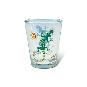 Puzzled White Frosted Gecko Shot Glass, 1.70 Oz. Tequila Cocktail Whisky Vodka Unbreakable Glassware Novelty Shooter Glasses Handcrafted Drinkware Home & Bar Accessory