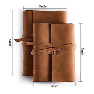 MAYBELL Leather Journal for Writing 5"x 7", Genuine Leather Bound Journal for Men Women, 200 Lined Pages Leather Notebook for Traveling (Brown)