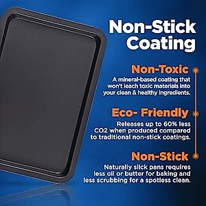 NutriChef 3-Piece Nonstick Oven Cookie Sheets for Baking - Heavy Duty Carbon Steel Baking Sheet Pans Set - Large, Medium, and Small Sized Baking Tray - Dishwasher Safe, Black