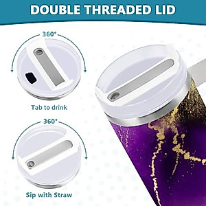 RPLIFE Abstract Purple Coffee Tumbler with Handle, Stainless Steel Coffee Mug, Insulated Coffee Mug with Lid, Coffee Tumbler for Women