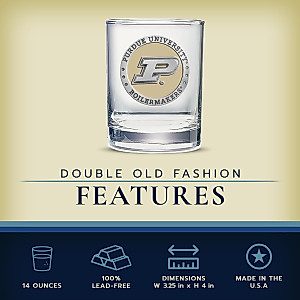 Heritage Pewter Purdue Double Old Fashion | Double Rocks Glass 14 OZ for Liquor | Expertly Crafted Pewter Glass