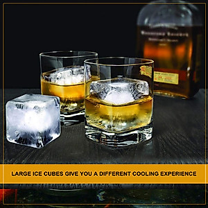 Helpcook Ice Cube trays(set of 2), Silicone Sphere Ice Ball Maker with Lid and Large Square Ice Cube Molds for Whiskey Ice and Cocktails, Food Grade Silicone, Reusable and BPA-Free