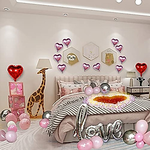 I Love You Valentines Day Decor, Pink /Red Heart-Shaped Balloon and 1300pcs Rose Petals , very suitable for Romantic Decorations Special Night ,Galentines day, Anniversary Party Decoration