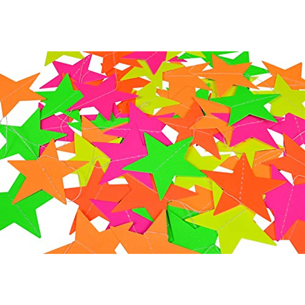 Midnight Glo Black Light Party Supply 78ft Neon Star Garland Hanging Decorations for Birthday Party Wedding Decorations Black Light Reactive UV Glow Party (6 Pack)