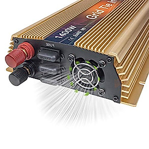 Mars Rock 1400w Grid Tie Micro Solar Inverter, 20-50v Dc To 90-140v Ac MPPT Pure Sine Wave Converter For 1400w To 2000w 36v Solar Power System Island Distinguished Gold Color Design (GTI1400W36V120G)