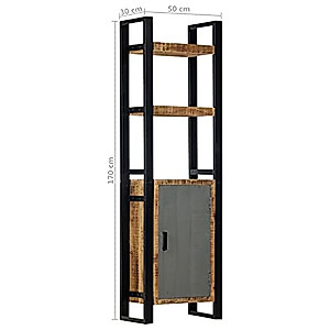 WHOPBXGAD Bookshelf,Wooden Bookcase, Open Bookcase Suitable for Home Office, Living Room and Bedroom,19.7"x11.8"x66.9" Solid Mango Wood