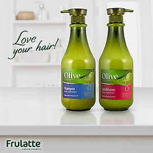 Frulatte Pure Olive Oil Clarifying Shampoo and Conditioner Set - Creamy Hydration Formula Enriched with Shea and Argan Oil for Dry, Damaged & Frizzy Hair Repair - Hair Growth Products for Women & Men