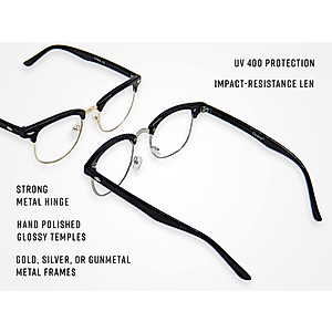 Goson Vintage-Inspired Horn Rimmed Eyeglasses Stylish, UV400 Protection, Perfect for Retro Vintage Fashion, Parties, Outings