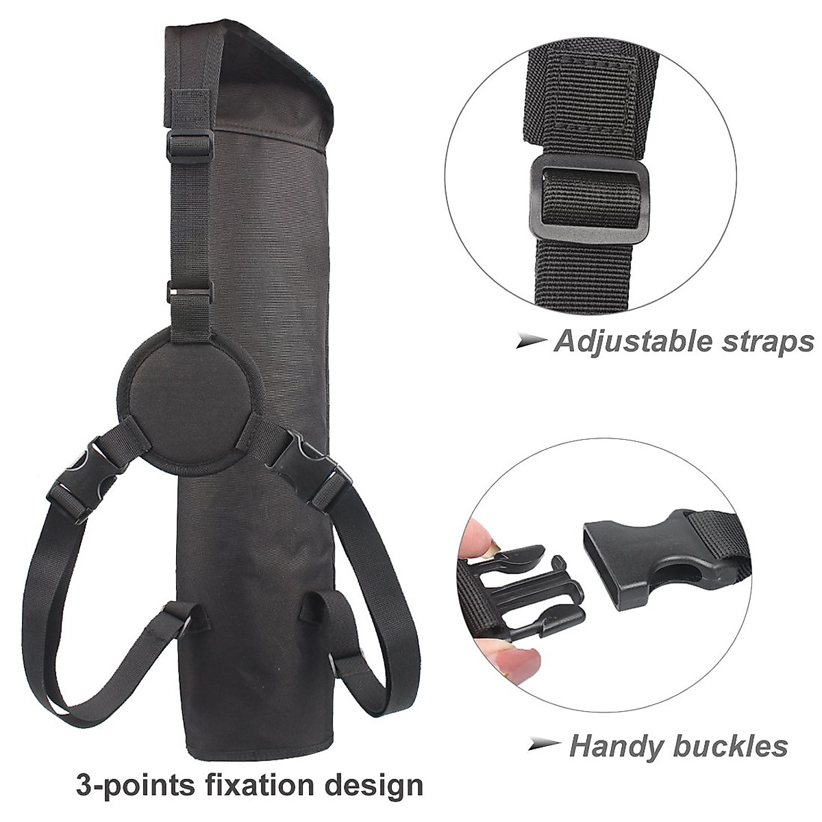 KRATARC Archery Back Arrows Quiver Bag with Molle System and Pockets for Hunting Shooting Target Practice (Black- molle design)