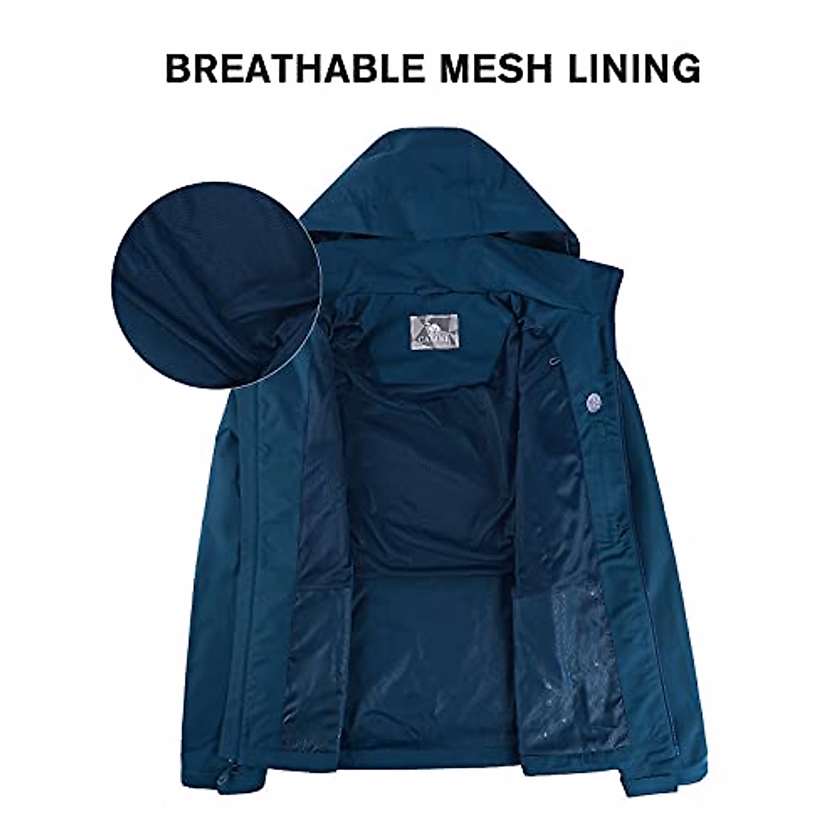 CAMEL CROWN Men's Waterproof Shell Jacket Windbreaker Hooded Rain Coat for Outdoor Hiking Climbing Traveling Blue XL