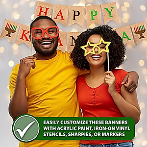 Plain Burlap Banner Flags DIY Burlap Pennant Banners for Birthday, Wedding, Graduation, Baby Shower; 30FT 30 Fishtail PCs; by Mandala Crafts