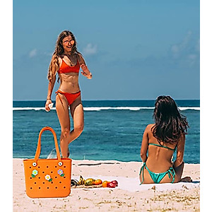 3 PCS Flowers with Leaves Charms for Bogg-Bags Cartoon Flowers Decorative Charms for Tote Bags Plant Accessories for Beach Totes Women Party Favor Gift(Purple Pink and Green)