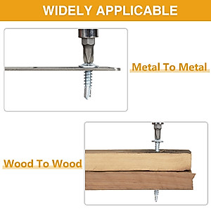 KURUI Self Tapping Screws for Metal Assortment Kit, 350PCs #8 Galvanized Phillips Sheet Metal Screws, Carbon Steel Truss Head Self Drilling Screws for Metal in 5 Sizes (1/2, 3/4, 1-1/4, 1in, 2in)