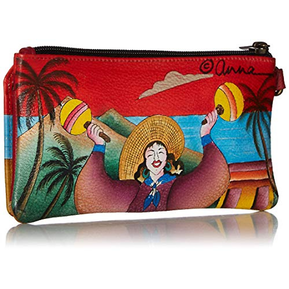 Anna by Anuschka Women's Hand-Painted Genuine Leather Flap Organizer Wallet - Viva Cuba