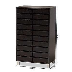 Baxton Studio Ernest Shoe Cabinets, Dark Brown/Grey