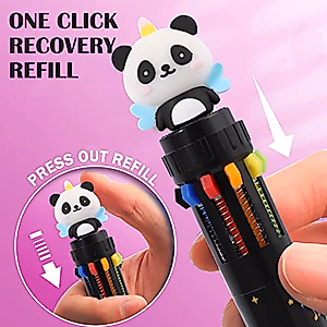 YOYTOO Multicolor Ballpoint Pen 0.5mm, 10-in-1 Colored Retractable Animal Ballpoint Pens for Office Back to School Supplies Students Children Gift, 6 Count