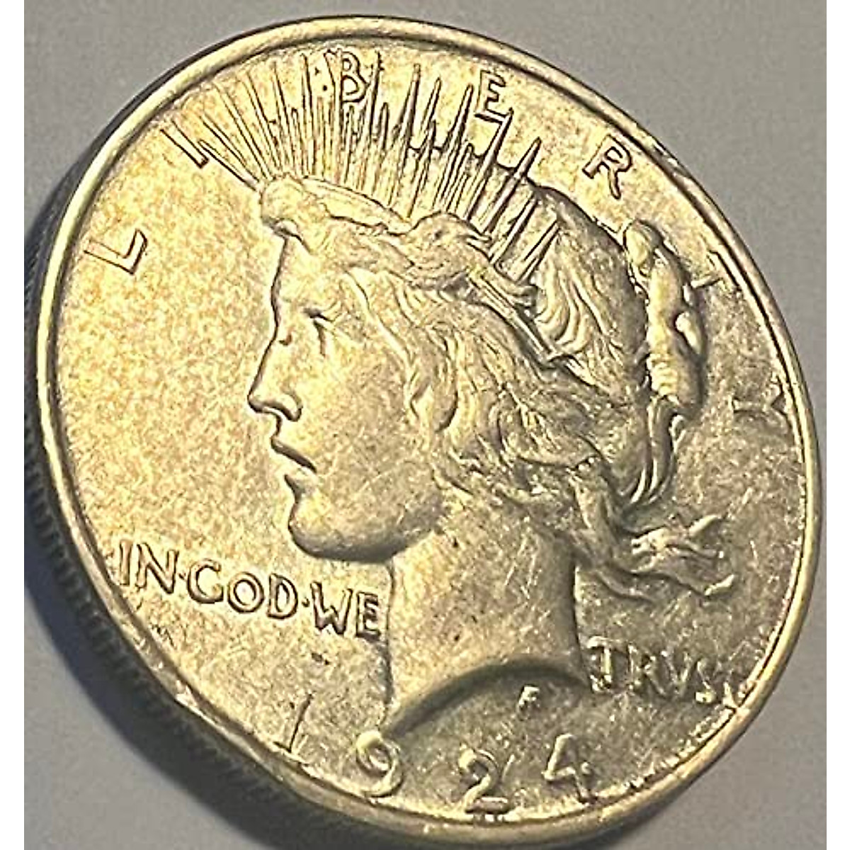 1924 P Silver Peace Dollar Dollar AU Fine Details Condition