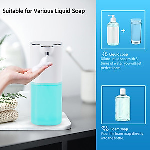 Hand Sensor Soap Dispenser, Wisekoti P9 Hands Free Foaming Soap Dispenser, Rechargeable, Motion Sensor Automatic Foam Soap Dispenser Touchless for Kitchen & Bathroom, Handless Soap Dispenser
