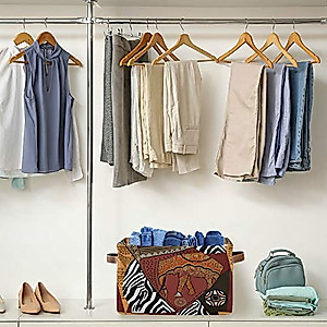 ALAZA Foldable Storage Bins, African Elephant EthnicStorage Boxes Closet Shelf Organizer for Bedroom Nursery Closet Toys Books