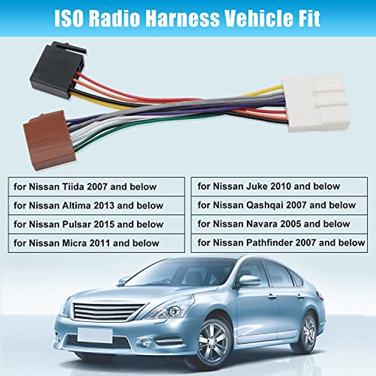 Car Radio Wire Harness Replacement for Nissan Altima Tiida Qashqai ISO Stereo CD DVD Power Speaker Adapter