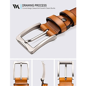 WOLFANT Full Grain Leather Belt,100% Italian Real Solid Leather