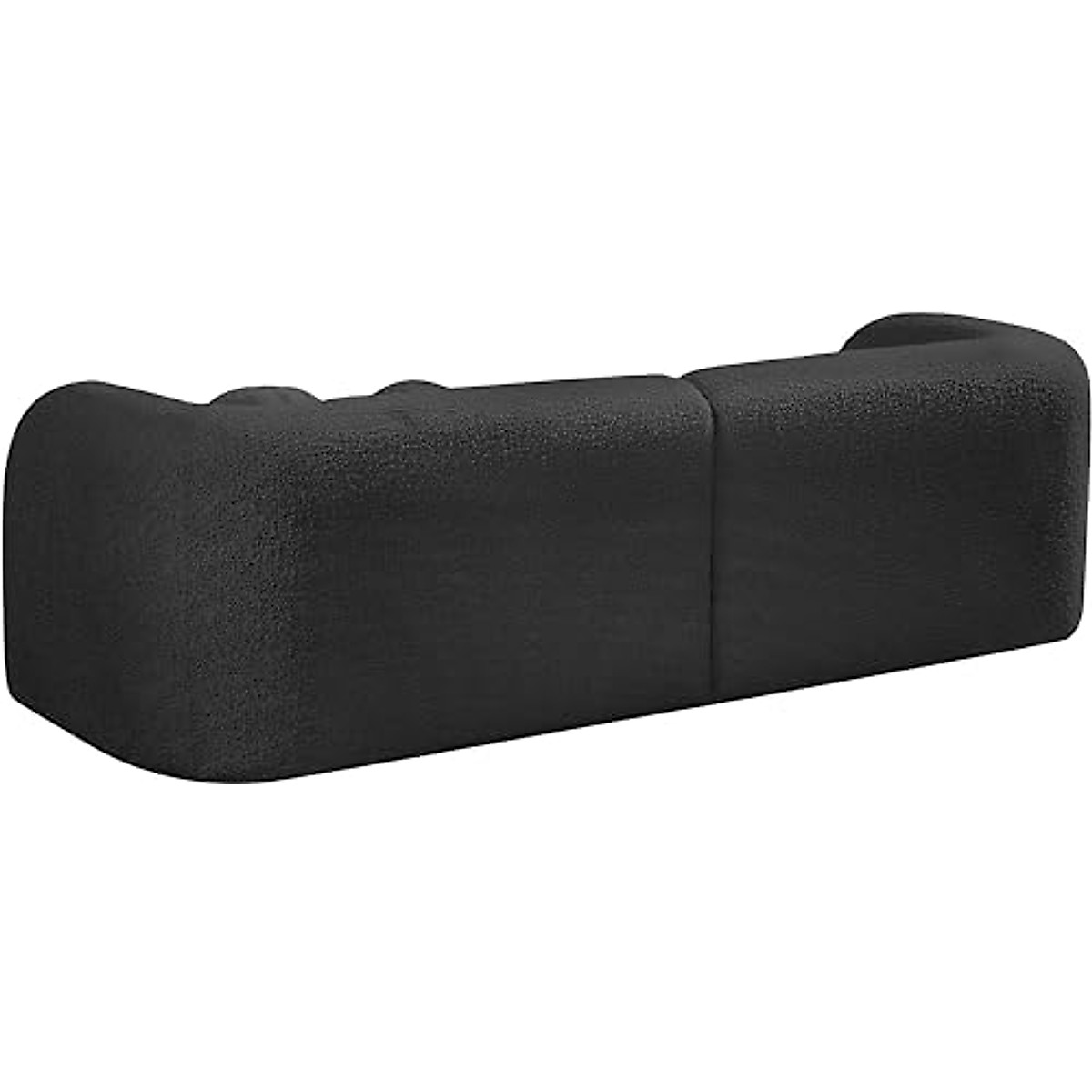 Meridian Furniture 139Black-S Emory Collection Art Deco Boucle Fabric Upholstered Sofa with Rich Black Boucle Fabric, Ball Pillows Included, 89" W x 34" D x 27" H, Black