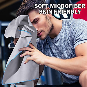 Oudain 6 Set Quick Dry Towel 12 Pack Fast Drying Towels 2 Size Microfiber Travel Towels Absorbent Compact Dry Towel for Camping Hiking Swim Beach Gym Yoga with Mesh Bag