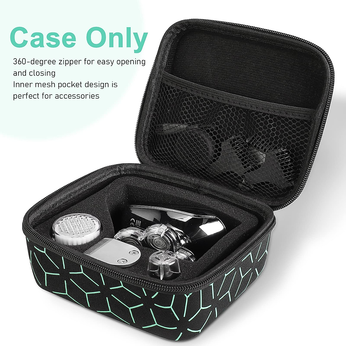 Kibiy Hard Travel Case Compatible MS-672 5-in-1 Grooming Electric Head Hair Shaver- Balder Head Shavers, Men's Electric Trimmer Shaver -Black