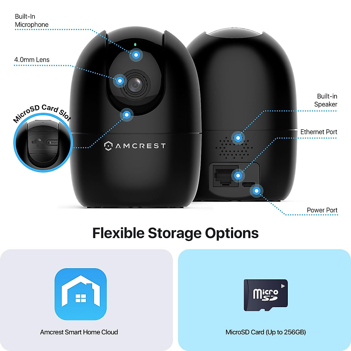 Amcrest 1080P WiFi Camera Indoor, Nanny Cam, Dog Camera, Sound & Baby Monitor, Human & Pet Detection, Motion-Tracking, 2.4Ghz Only, Pan/Tilt Wireless IP Camera, Night Vision, Smart Home ASH21-B