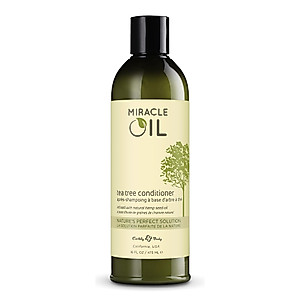 Earthly Body Miracle Oil Tea Tree Conditioner, 16 oz. - Detangles, Tames Frizz & Nourishes Roots - Tea Tree, Hemp Seed, Argan & Eucalyptus Oils - 100% Vegan, Cruelty Free