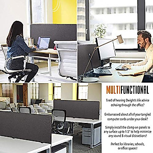 Stand Steady ClipPanel Desk Mounted Privacy Panel | Height Adjustable Desk Divider| Easy Clamp on Privacy Screen or Modesty Panel - Reduces Up to 85% of Noise | (Charcoal / 60" x 24")