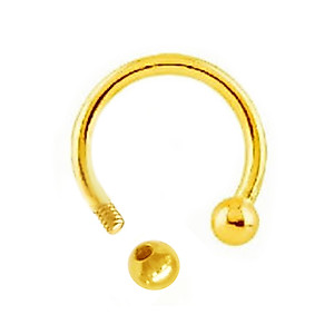 Ritastephens 14k Solid Gold Eyebrow Nipple Circular Barbell HorseShoe Body Jewelry