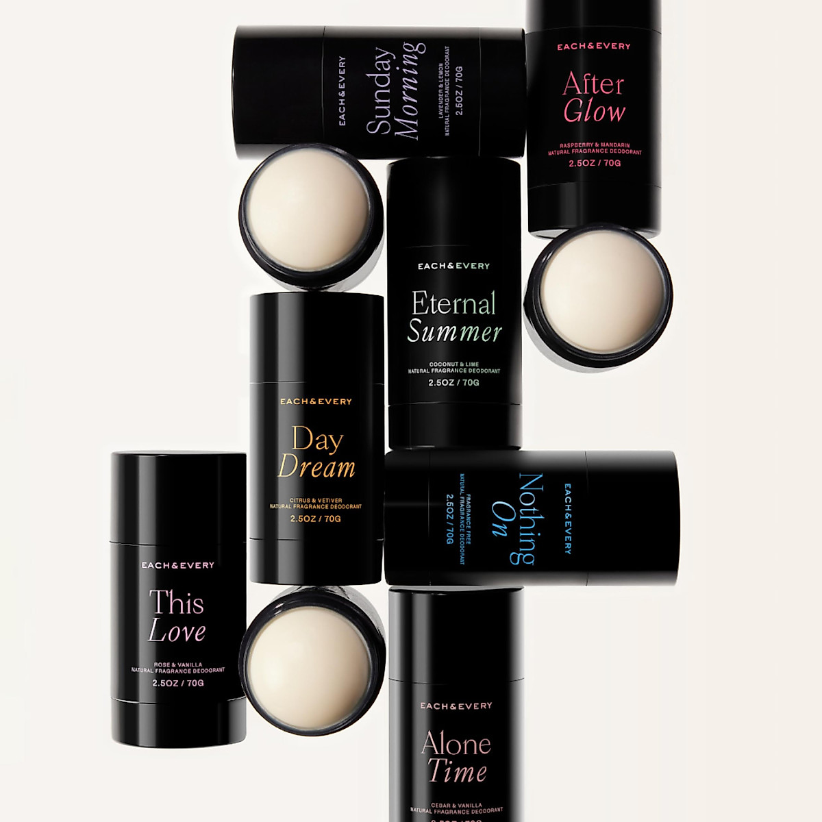 Each & Every All Natural Deodorant for Women & Men - Sensitive Skin, Vegan, Baking Soda & Aluminum-Free Deodorant - Clean Long Lasting Odor Control - Cedar & Vanilla Natural Fragrance (2.5oz, 2pk)