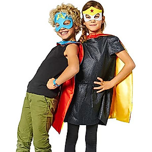 Superhero Capes and Masks for Halloween Cosplay Double Side Toy For Kids Best Gifts Yellow