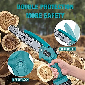 Mini ChainSaw 8 Inch, SeeSii Cordless Chainsaw with 2x 2.0 Battery Auto-oil System One-Handed Electric Chain Saw Electric Pruning Chainsaw for Wood Cutting Garden Logging Trimming Branch