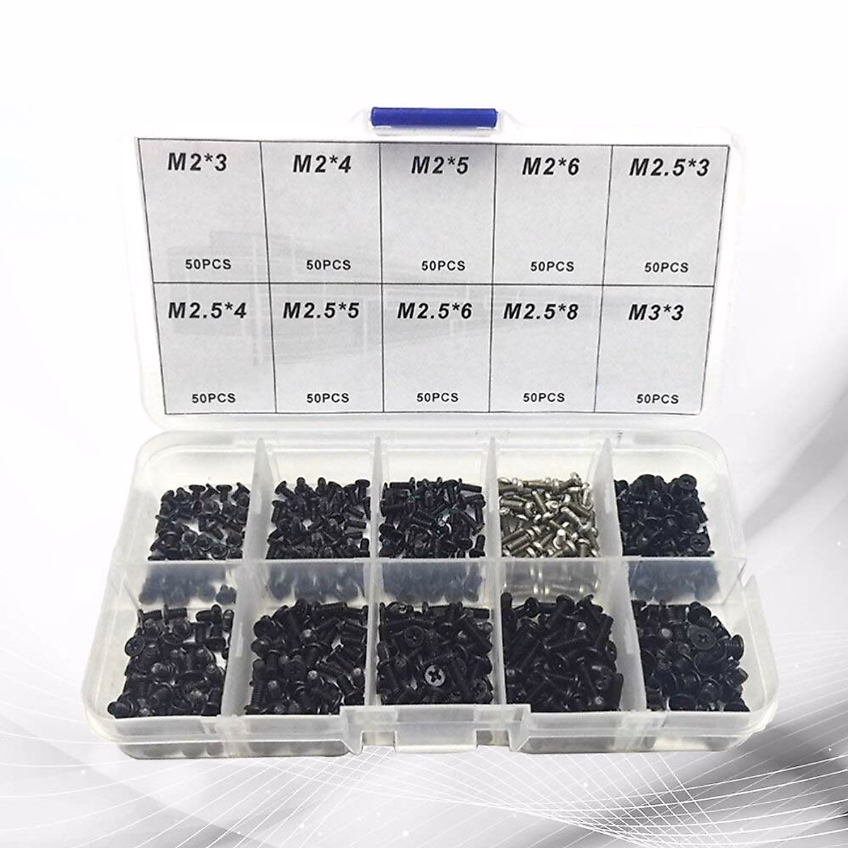 500PCS for Laptop Screws Set Replacement Mini Cross Carbon Steel Screws Set Repairing Accessory (Black) - (Size: 13X6.5X2.3CM/ Black) SCRW-128453