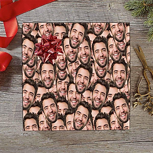 Jaydouble Custom Gift Wrapping Paper Personalized Wrapping Paper with Face Gift Wrap Paper Roll Funny Cute Wrapping Paper for Teens Kids Women Men Mom Dad Wedding