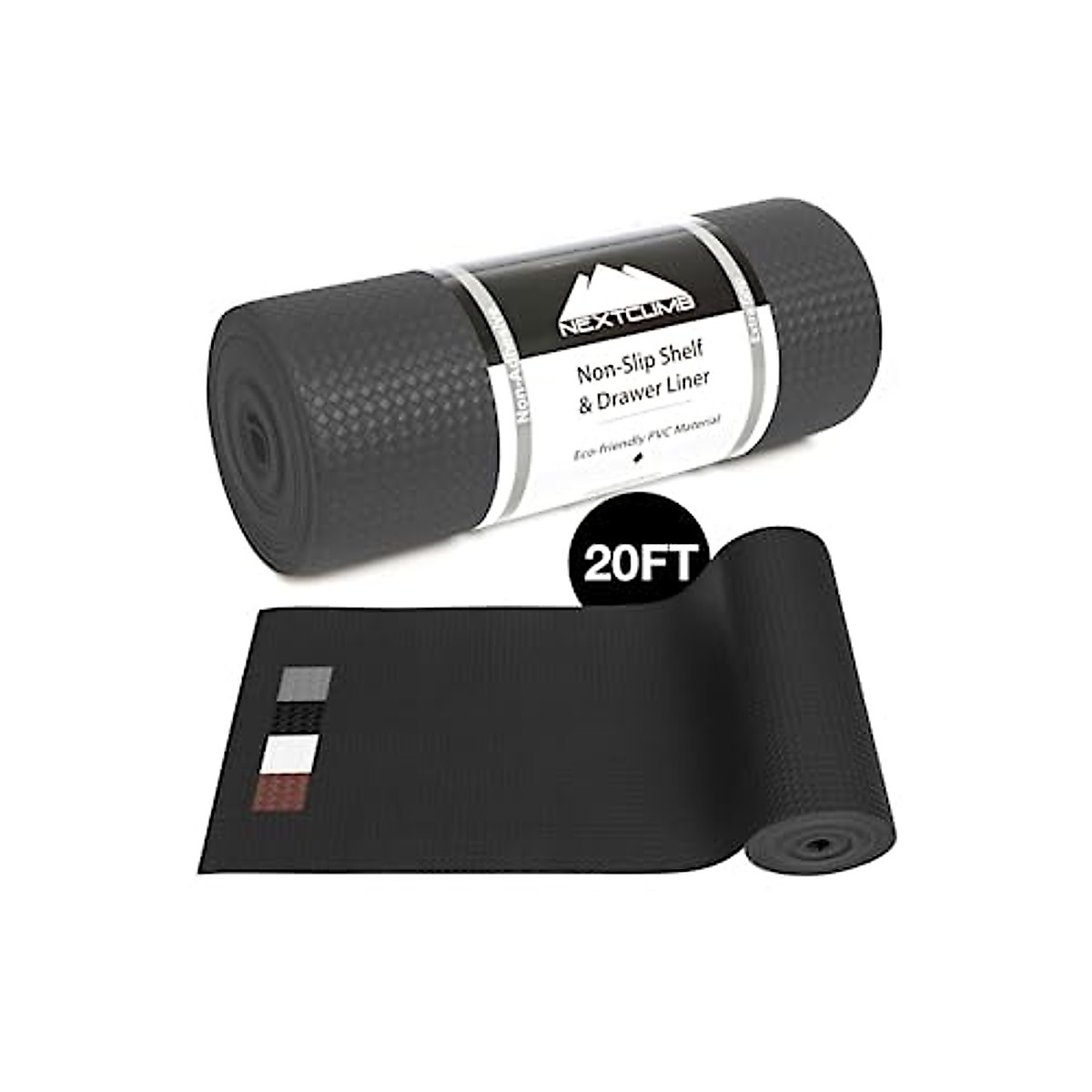 Drawer and Shelf Liner - TRULY NON-SLIP, THICK, WATERPROOF - Reusable Durable Kitchen Cabinet Liner - Non Adhesive Drawer Liner Roll Washable Fridge Rubber Shelf Liner for Pantry (1 FT x 20 FT, Black)