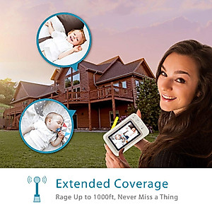 Moonybaby Split Screen Baby Monitor with 2 Cameras, Extended 12hrs Battery Life, Wide View, Large Screen, Long Range, Night Vision, Temperature Monitoring, 2 Way Talk Back, Power Saving