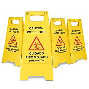 KURPHOYIN Wet Floor Sign 4-Packs 2-Sided Caution Sign Slippery when Wet Sign Commercial A Frame 24 Inches Height