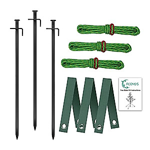 FCENDS Tree Stake Kit, Heavy Duty Anchor Support Kit for Young Trees Against Bad Weather, Tree Straightening Kit Include 3Pcs Tree Straps, 3Pcs 11.8 in Metal Stakes, 3Pcs Ropes
