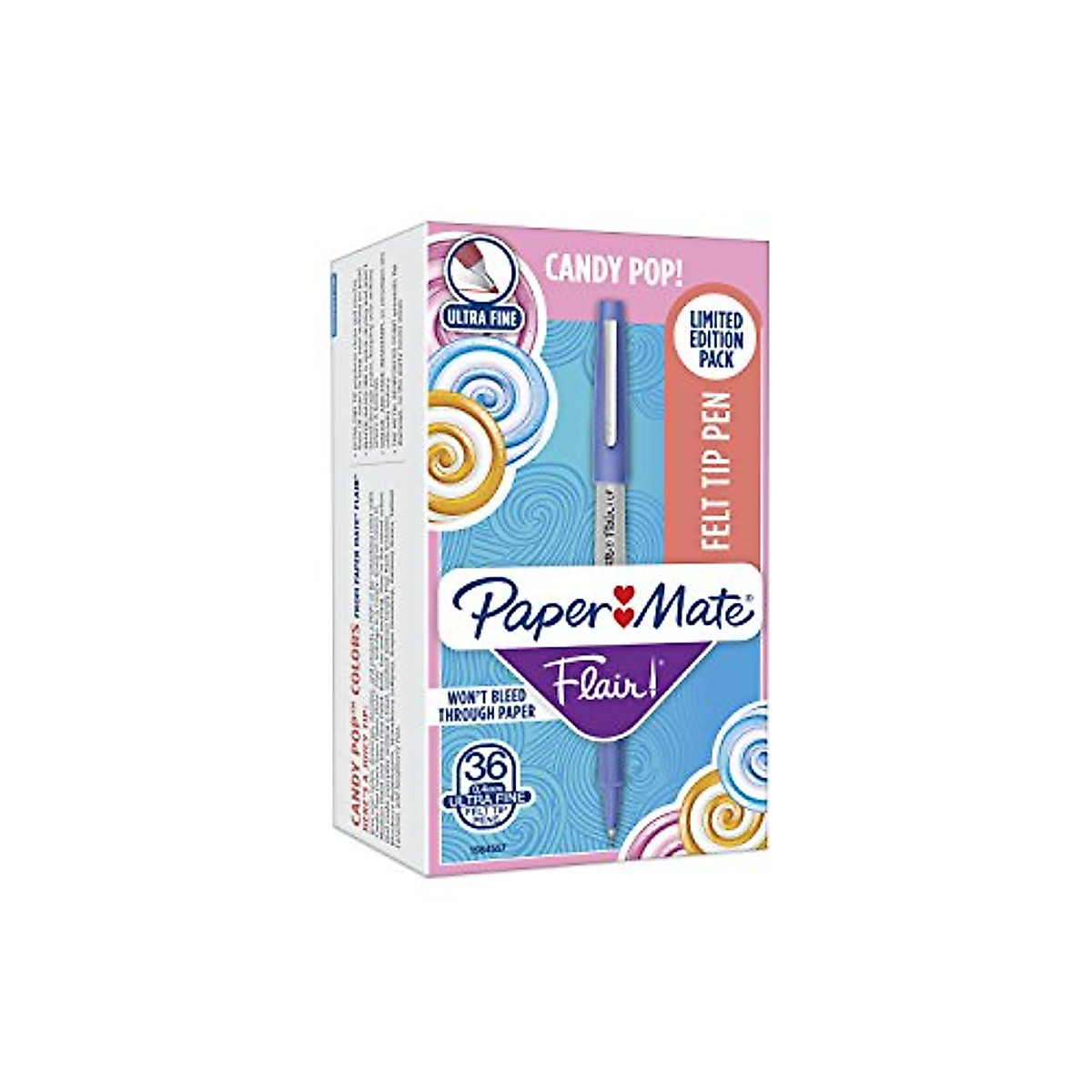 Paper Mate® Flair® Felt Tip Pens, Ultra Fine Point, Limited Edition Candy Pop™ Pack, Box of 36(Packaging may vary)