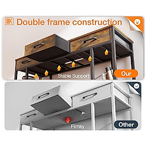 ODK Office Small Computer Desk: Home Table with Fabric Drawers & Storage Shelves, Modern Writing Desk, Vintage, 48"x16"